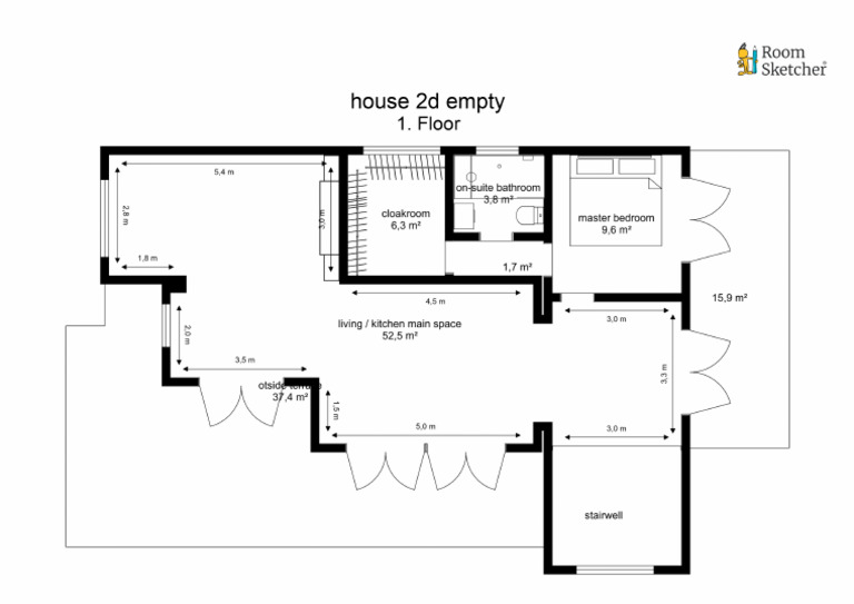 Floorplan Letterhead - House 2d Empty - 1. Floor - 2D Floor Plan | PDF