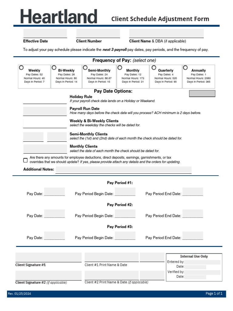 2024 Schedule Adjustment Form | PDF | Payroll | Payments