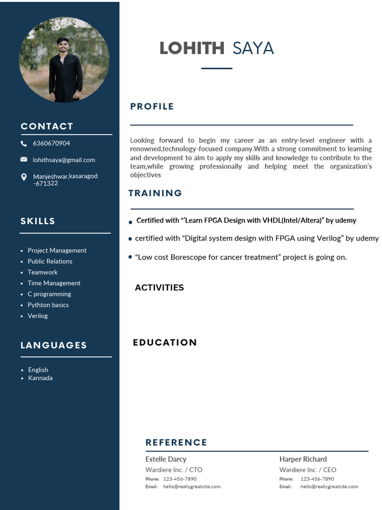Resume of Lohith Saya - Skills & Contact | PDF