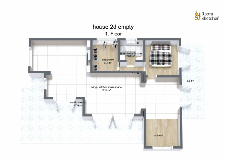 Floorplan letterhead - house 2d empty - 1. Floor - 3D Floor Plan | PDF