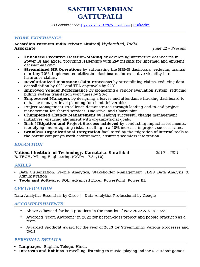 Vardhan Gattupalli Resume | PDF | Analytics | Change Management