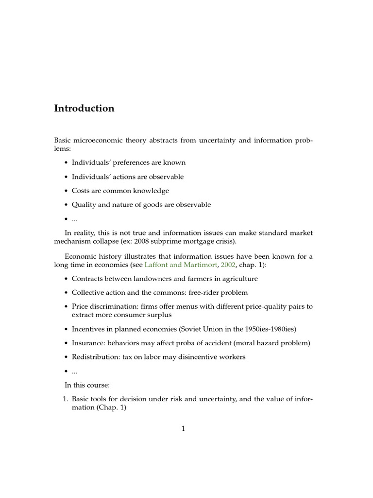 Information economics | PDF | Utility | Pareto Efficiency