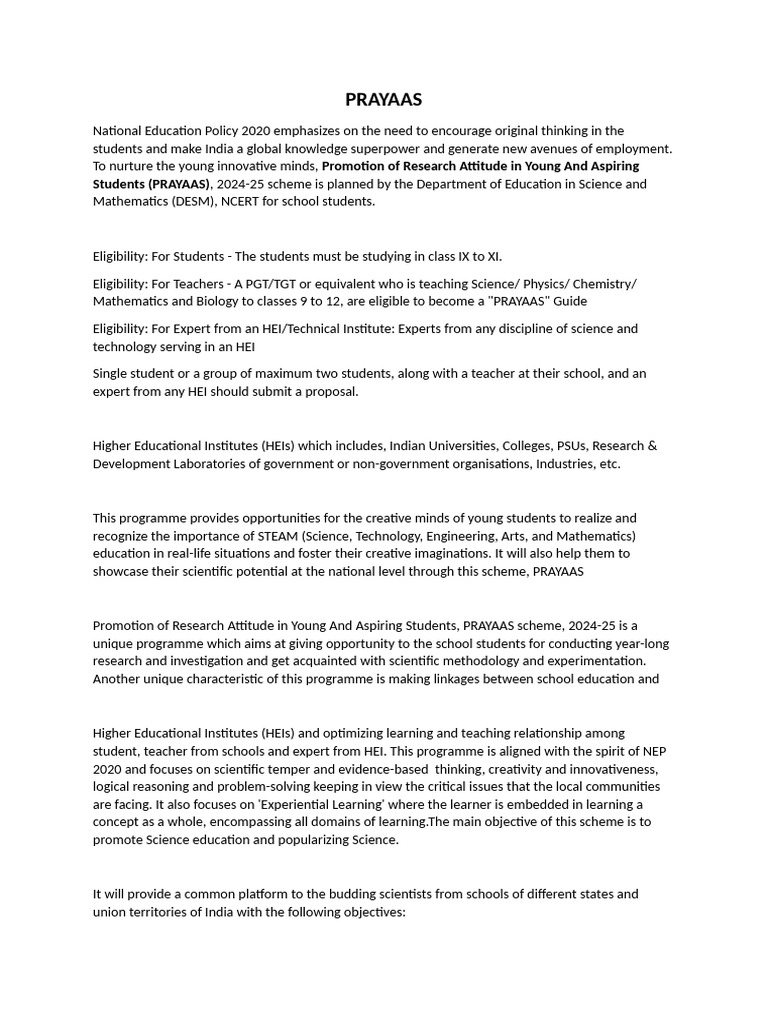 PRAYAAS | PDF | Science | Creativity