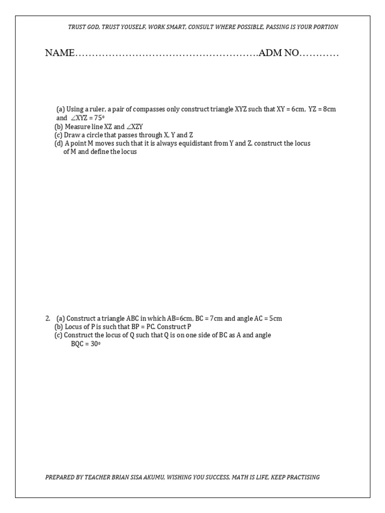 KCSE REVISION LOCI | PDF | Geometric Shapes | Elementary Geometry