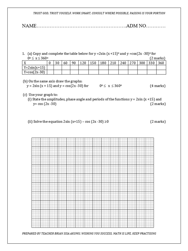 Kcse Revision Trigonometric 111 Pdf Trigonometric Functions