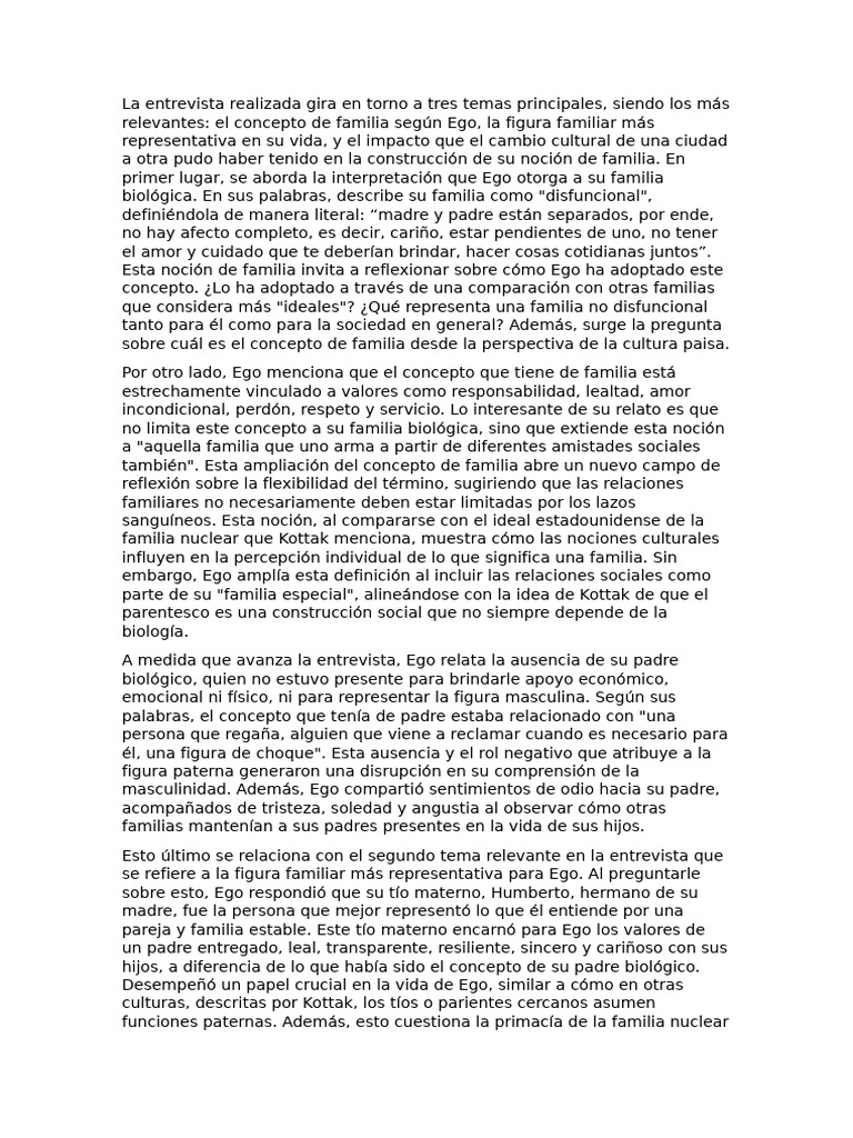 Borrador Ficha Metodologica Entrevista | PDF | Familia | Yo