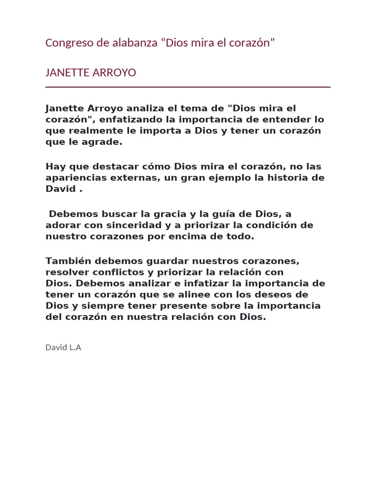 Dios Mira el Corazón: Reflexiones Espirituales | PDF