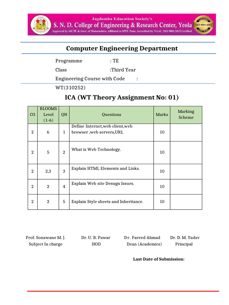 WEB TECHNOLOGY Theory Assignment - 1 - TE Computer Engineering (1) | PDF | World Wide Web ...