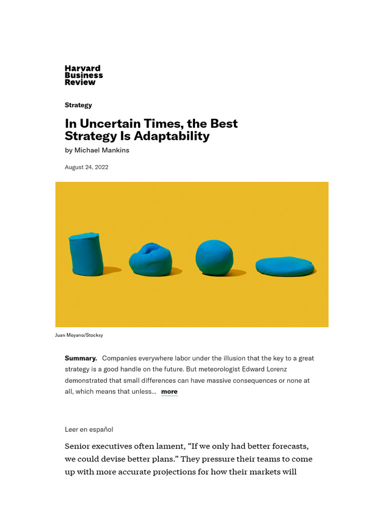 In Uncertain Times, The Best Strategy Is Adaptability | PDF | Supply Chain