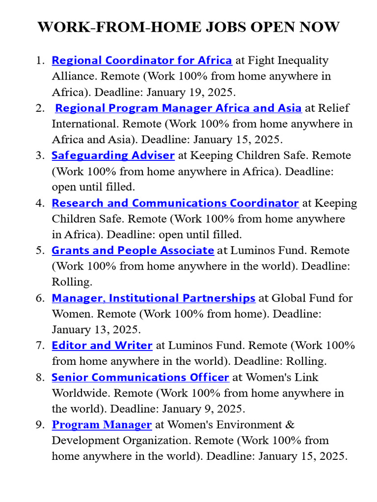 Open Jobs Jan 2025 | PDF