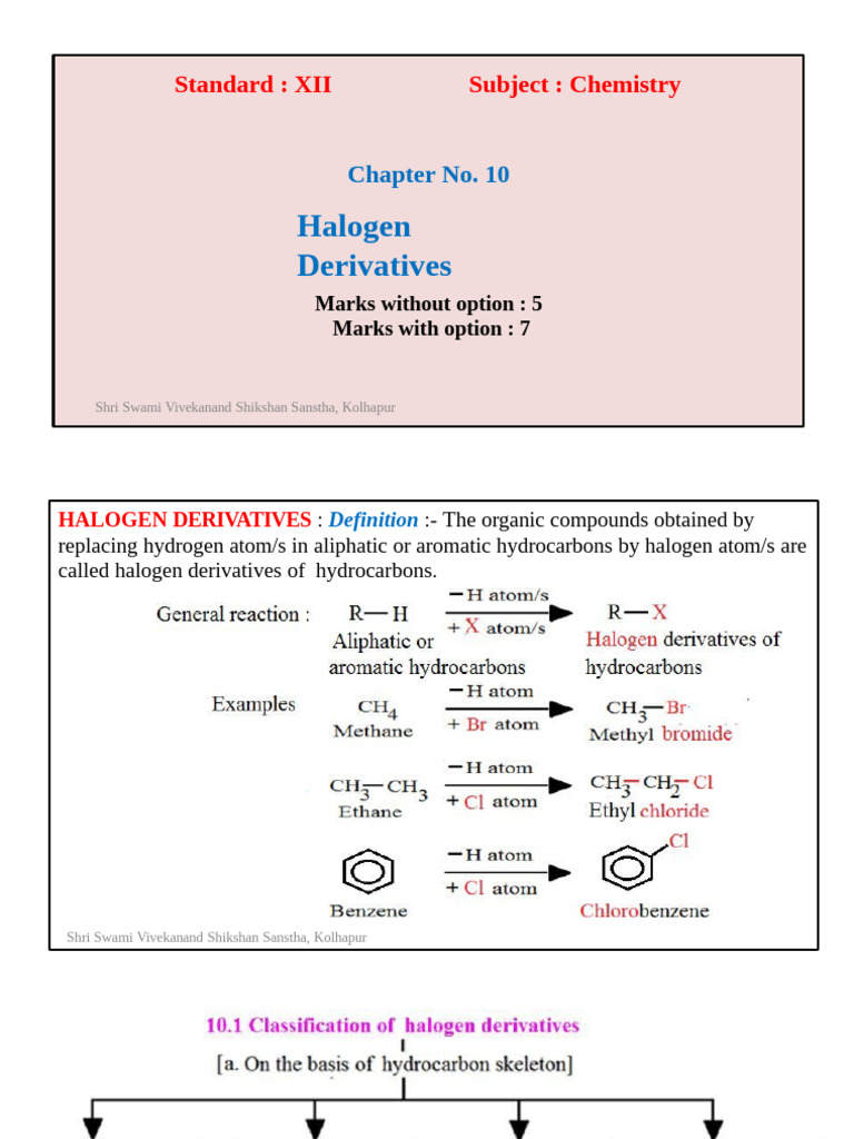 Halogen Derivatives in Organic Chemistry | PDF | Chemical Reactions ...