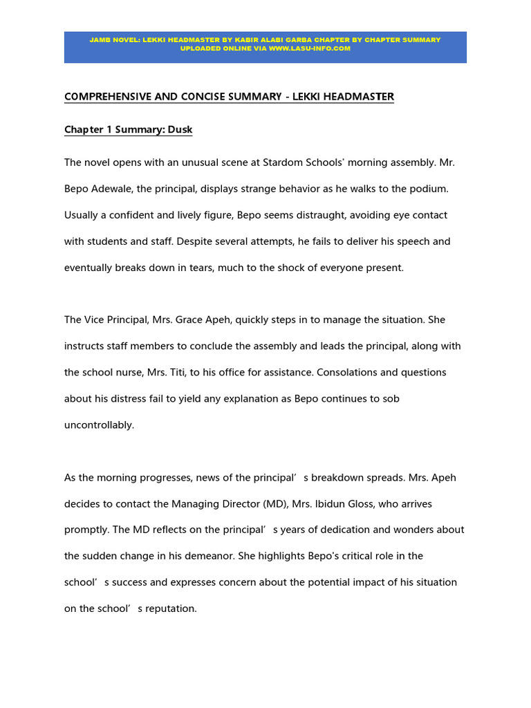 Lekki Headmaster Summary Kabir Garba | PDF | Cost Of Living | Salary