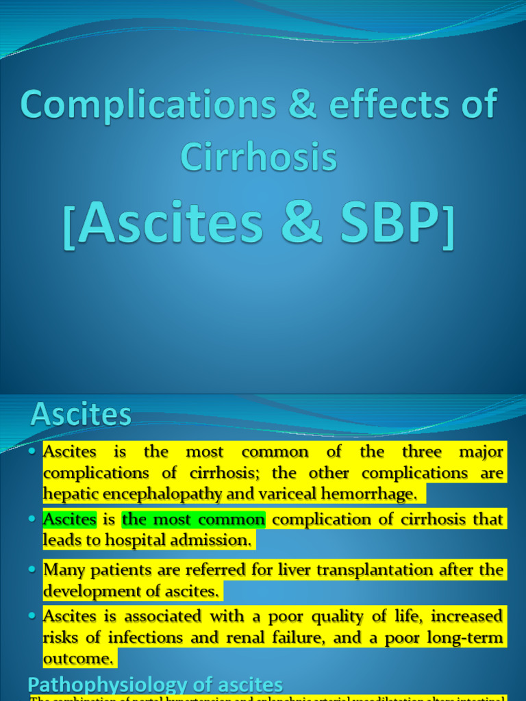 Ascites And Sbp Lecture Pdf Cirrhosis Gastroenterology