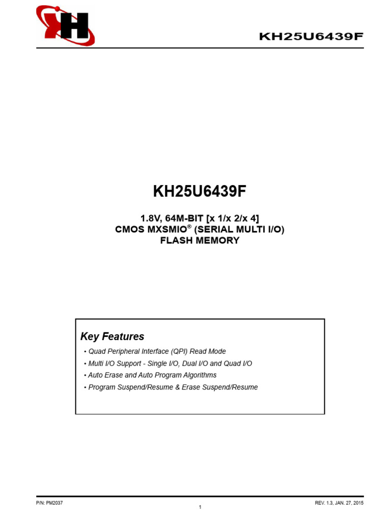 KH25U6439F | PDF | Input/Output | Flash Memory