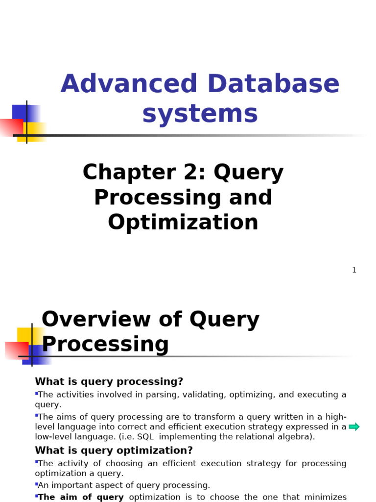 Chapter 2 Query Processing and Optimization (Autosaved) | PDF | Relational Model | Computer ...