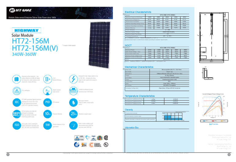 HT-SAAE - Mono - 340-360W | PDF | Electricity | Electrical Engineering