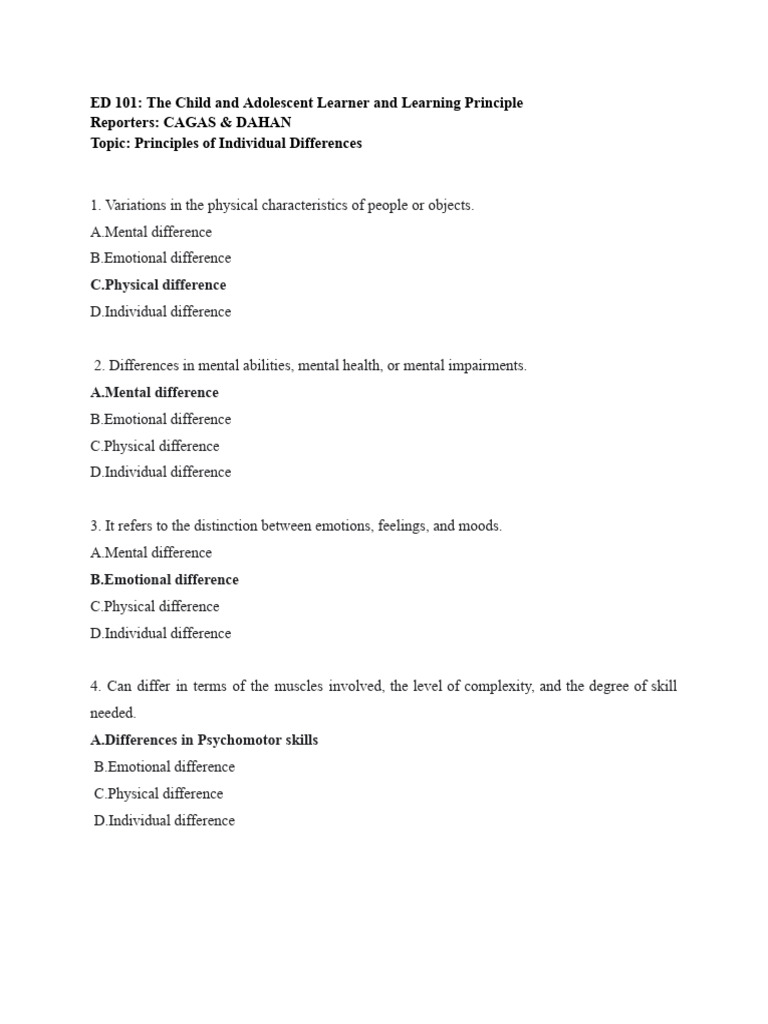 Principles of Individual Differences in Learning | PDF | Learning ...