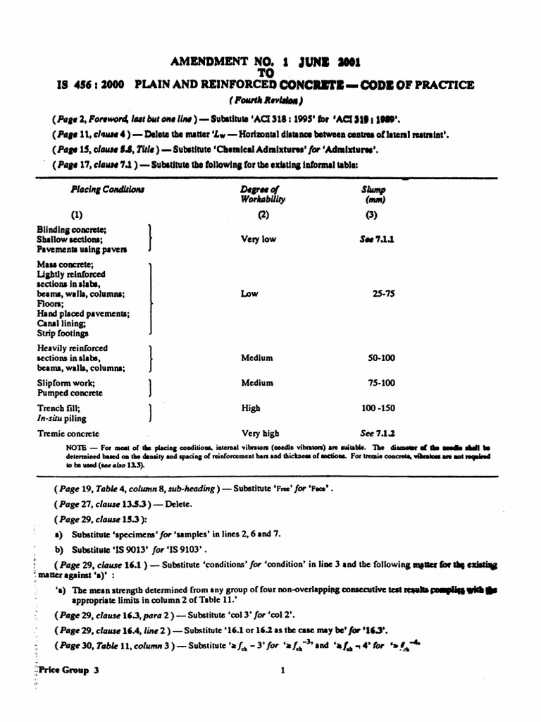 Is.456-2000 Amendment 01 | PDF