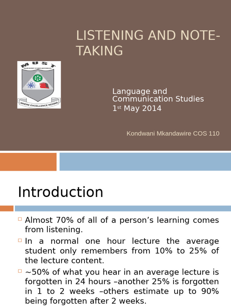 Lecture 2 Listening and Note-Taking | PDF | Lecture | Learning
