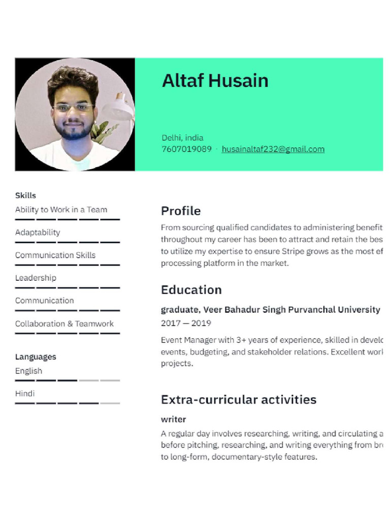 Resume Builder Altaf Husain - Page-0001 | PDF