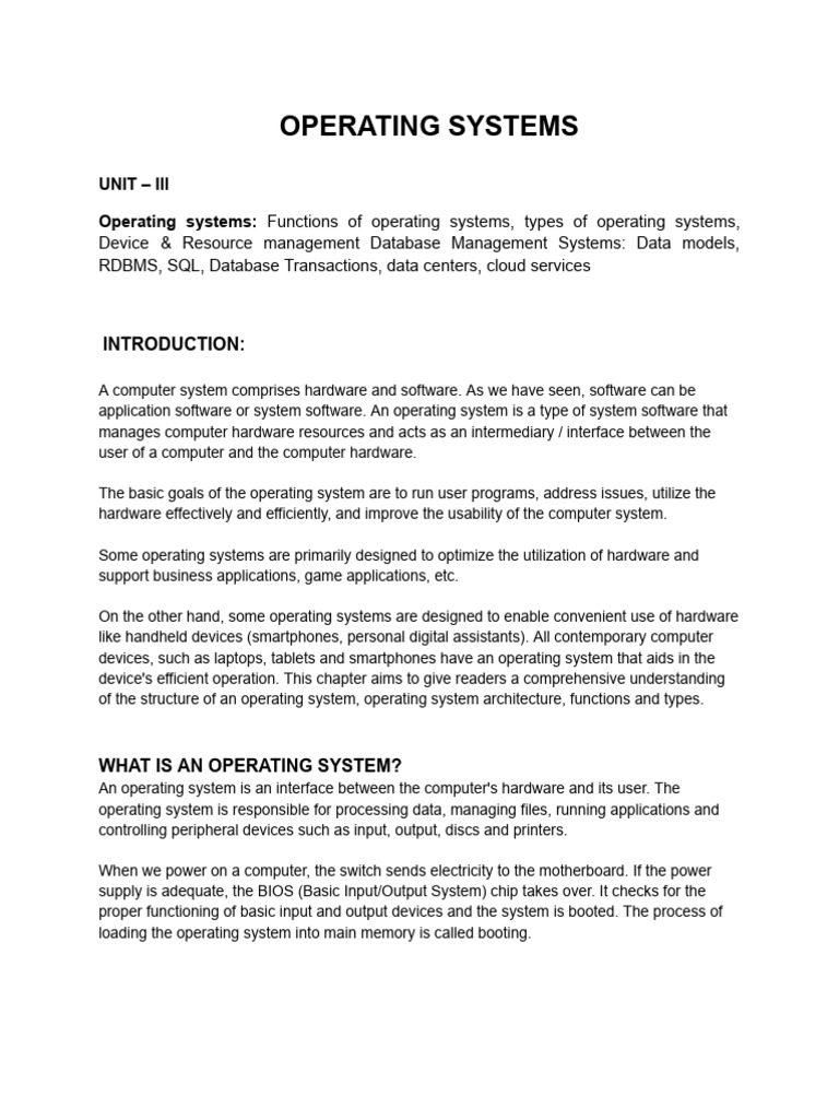 Unit Iii Operating Systems Pdf Operating System Process Computing