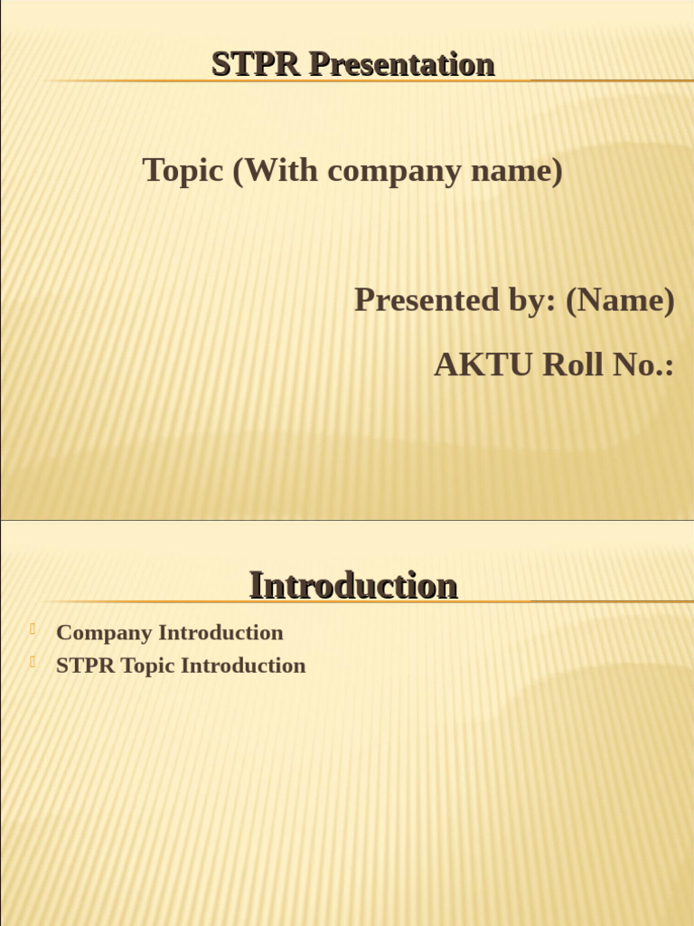 STPR Presentation Overview | PDF