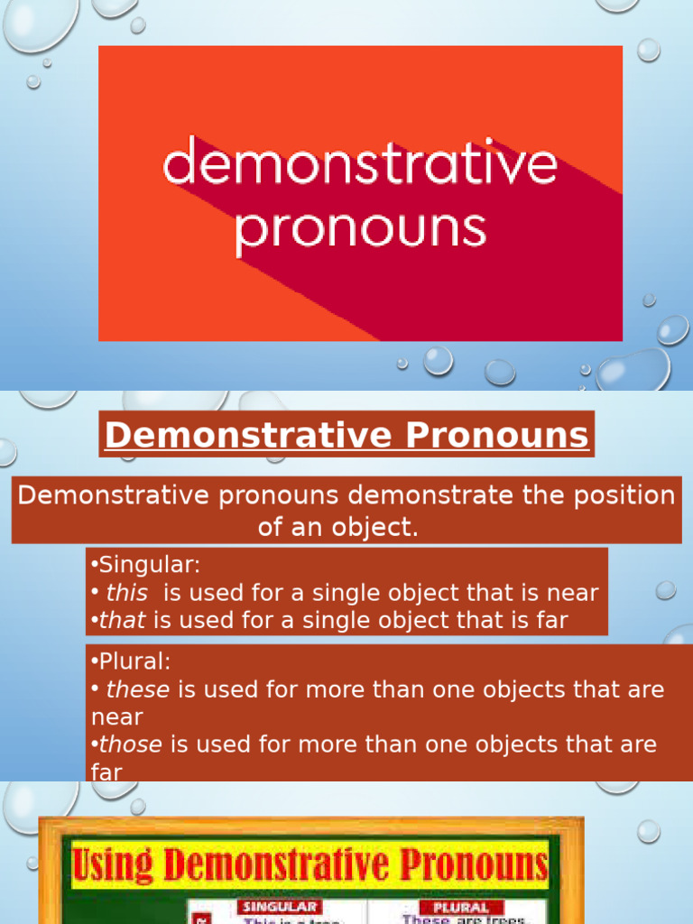 Demonstrative Pronoun | PDF