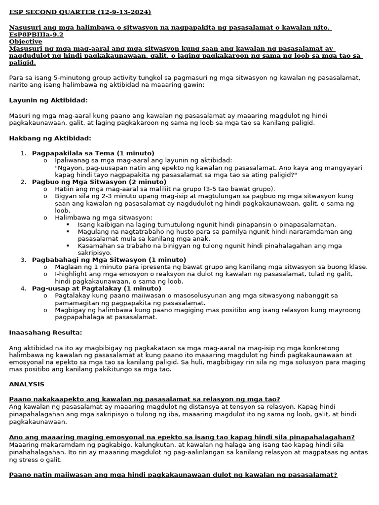ESP SECOND QUARTER module 2nd week | PDF