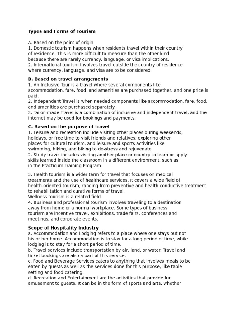 Types and Forms of Tourism | PDF | Tourism | Cruise Ship
