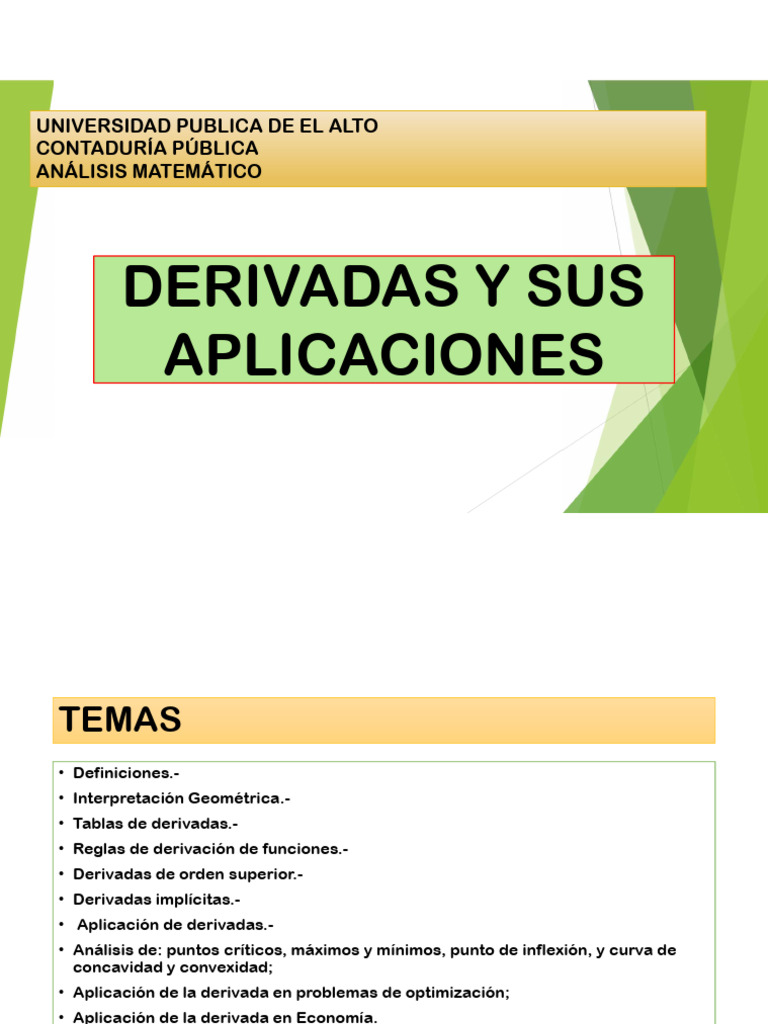 Derivadas: Definición y Aplicaciones | PDF | Derivado | Análisis matemático