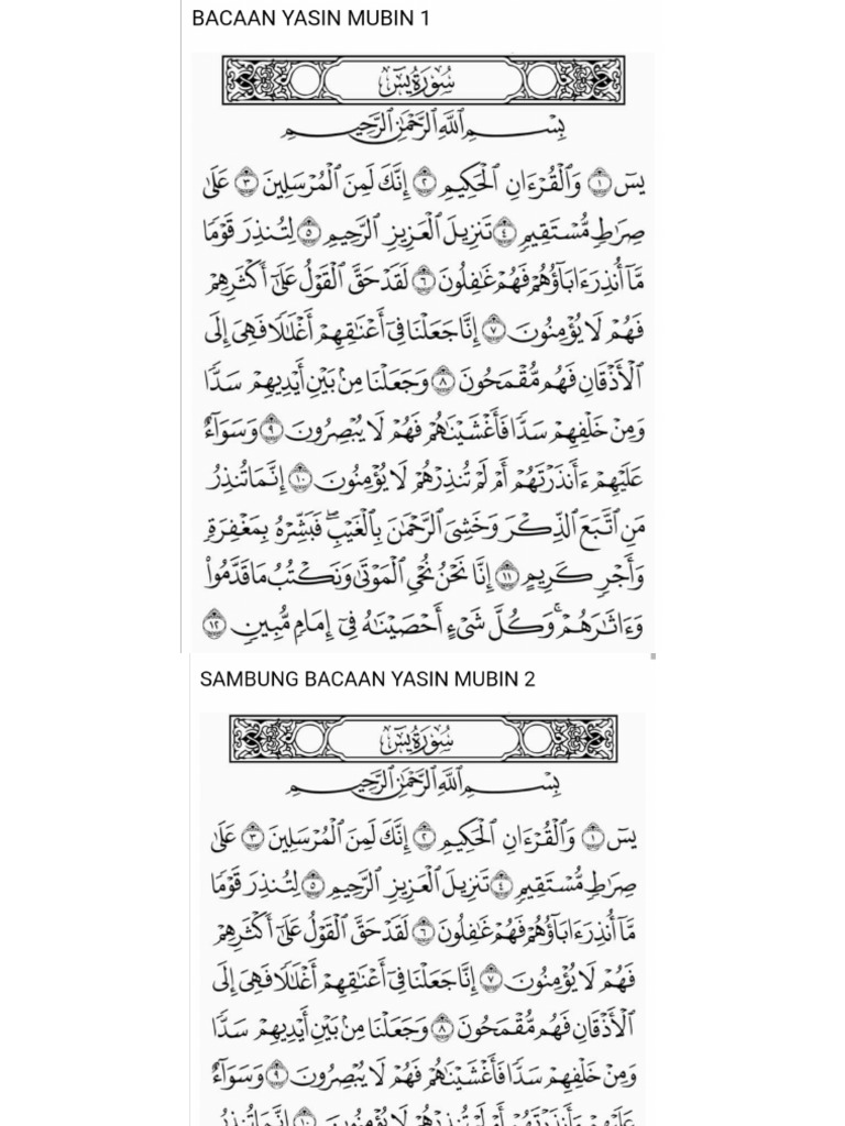 Surat Ul Yasin With Mubin | PDF
