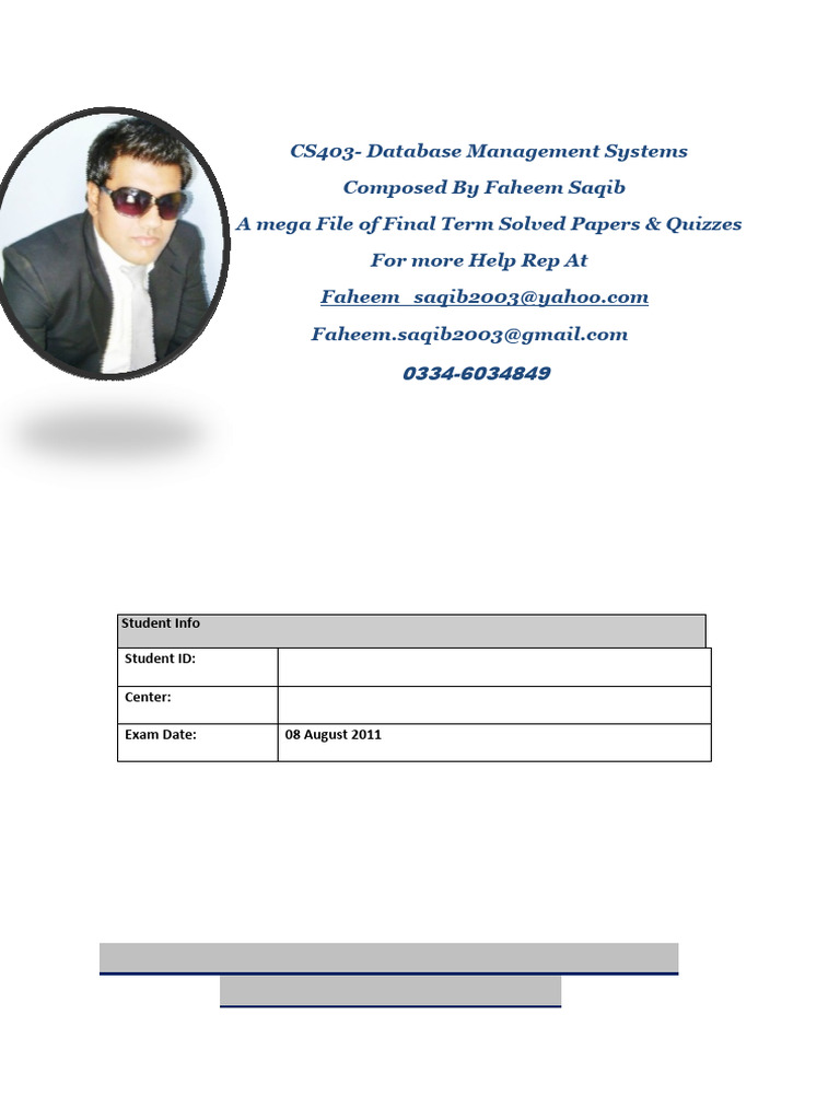 cs403_amegafileoffinaltermsolvedpapers2008to2011quizzes | PDF | Database Index | Relational Database