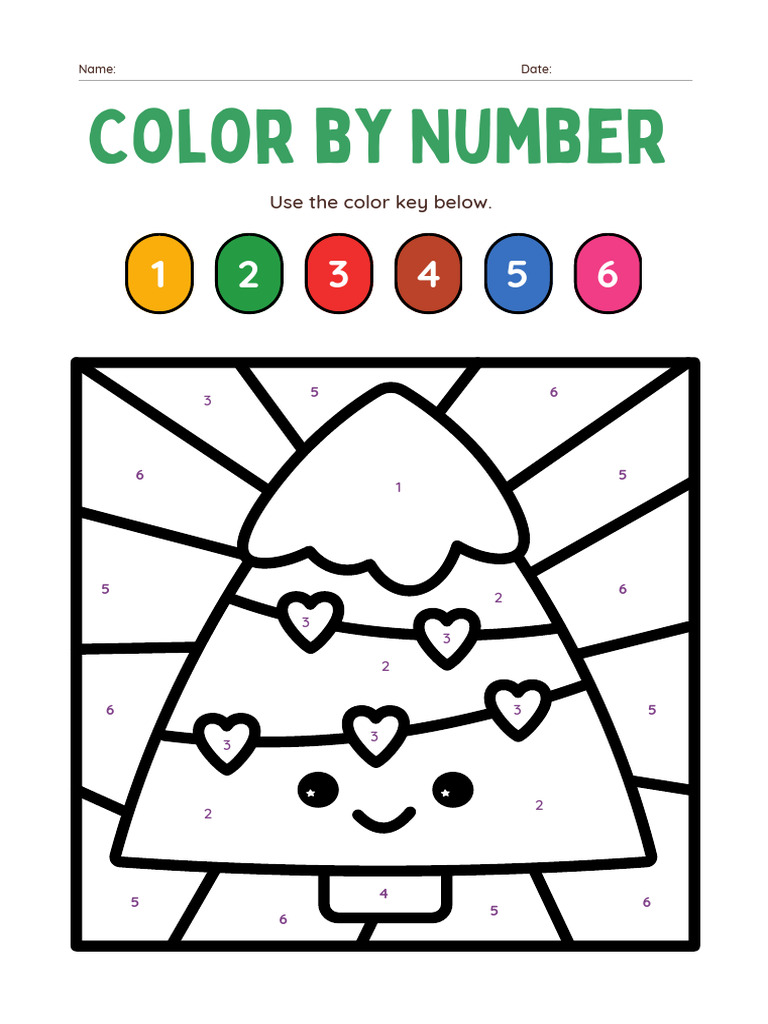 Color by Number Christmas Worksheet in Colorful Illustrative Style | PDF