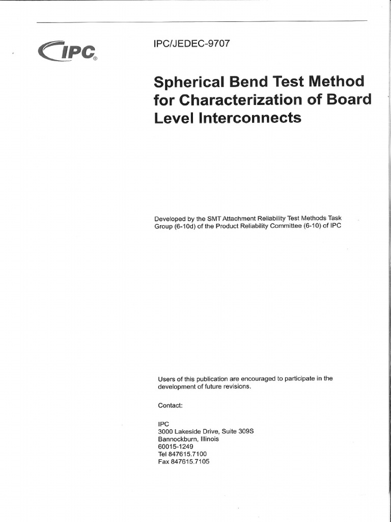 IPC-JEDEC-9707 - Spherical Bend Test Method For Characterization of ...