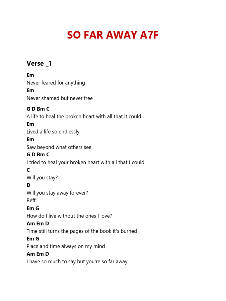 SO FAR AWAY A7F | PDF