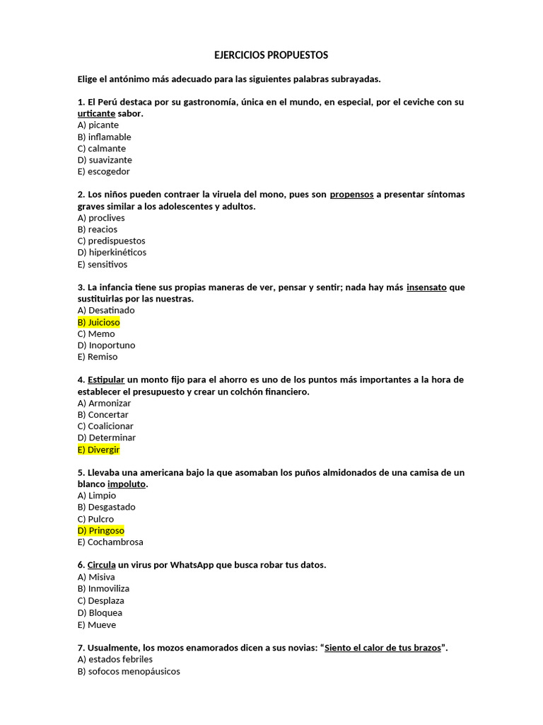Semana 2. Ejercicios Propuestos - Grupo Ordinario | PDF