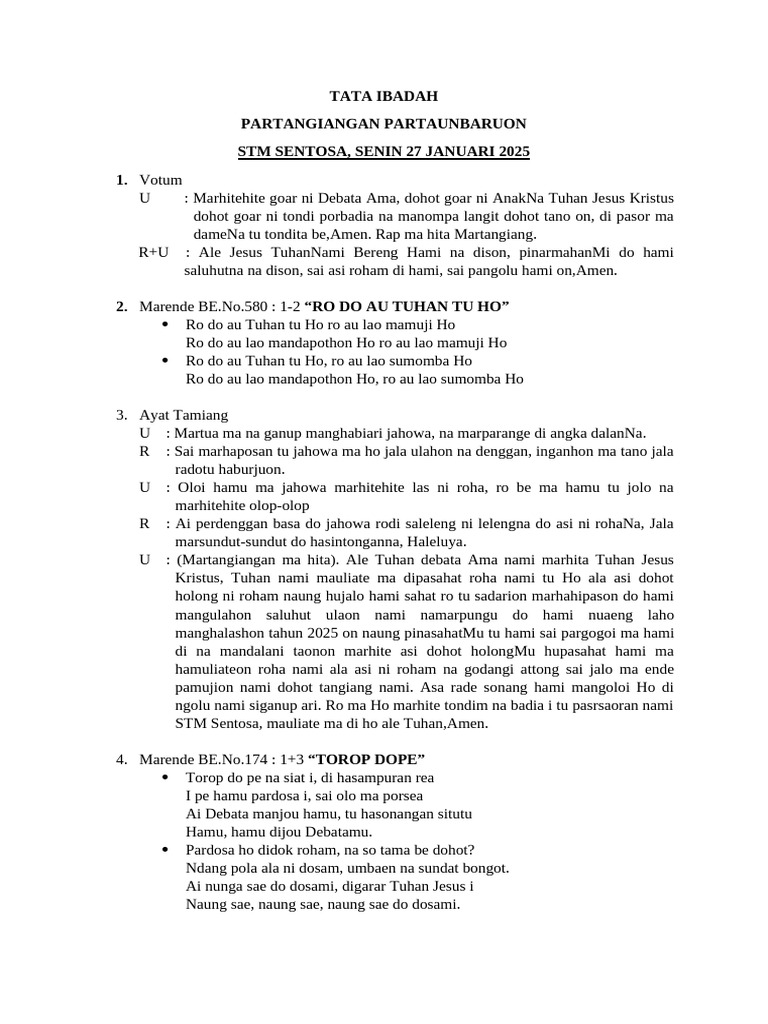 Tata Ibadah STM Sentosa 2025 | PDF