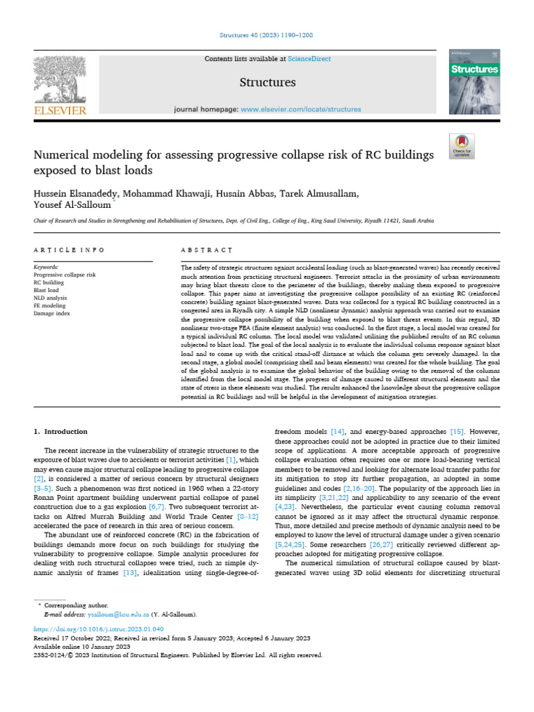 Progressive Collapse Risk in RC Buildings | PDF | Strength Of Materials ...