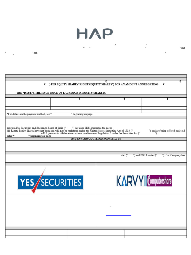 Letter of Offer | PDF | Securities (Finance) | Equity (Finance)