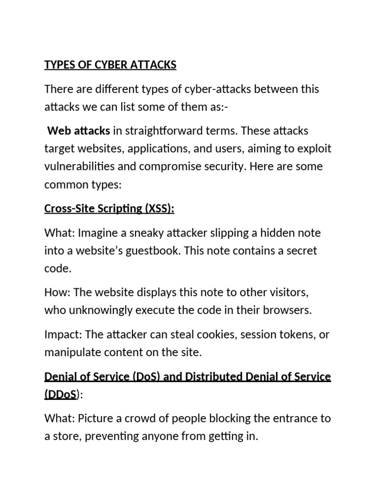 Types of Cyber Attacks | PDF | Malware | Denial Of Service Attack