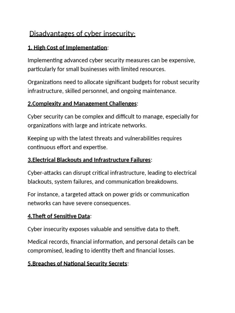 Key Disadvantages of Cyber Insecurity | PDF | Security | Computer Security
