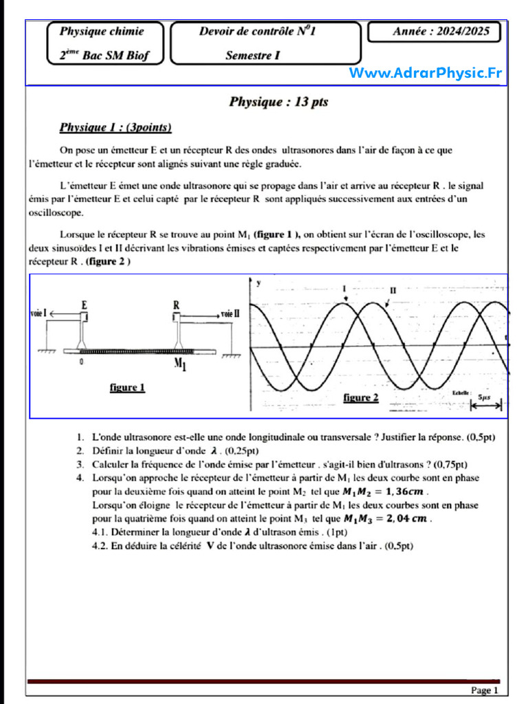 Devoir - 1 $ 20 S1 SM 2BAC | PDF