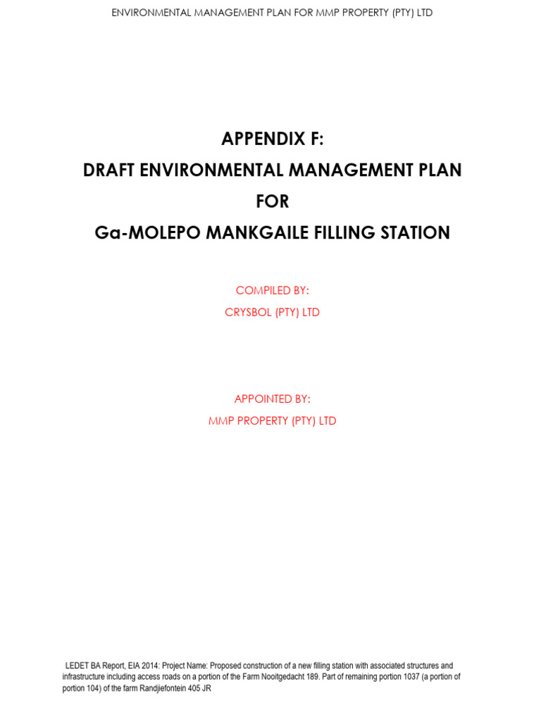 MMP Property - Draft Environmental Management Plan | PDF ...
