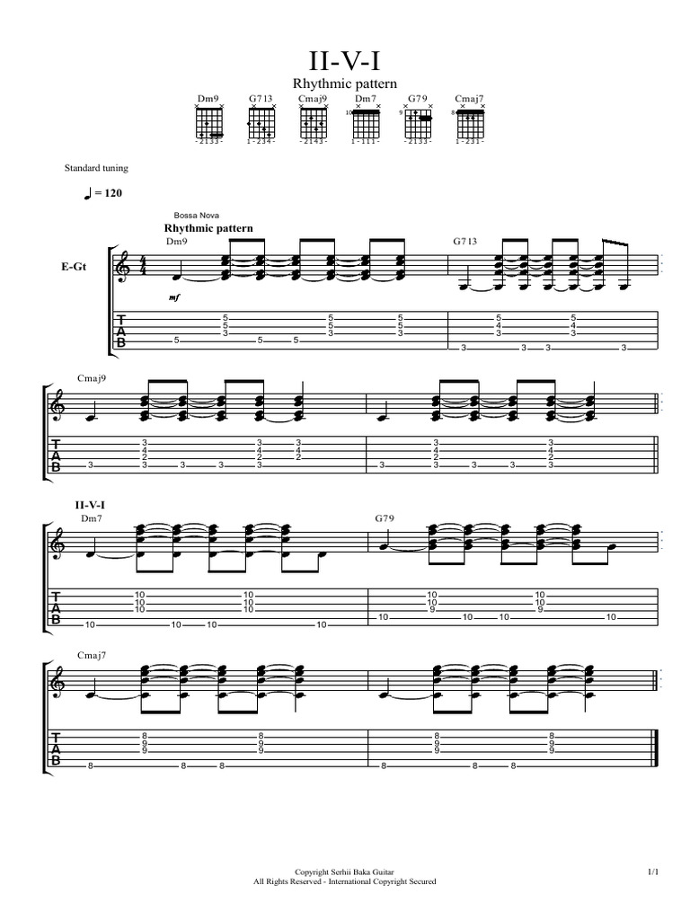 II-V-I Rhythmic Pattern C Maj | PDF | Elements Of Music | Music Theory