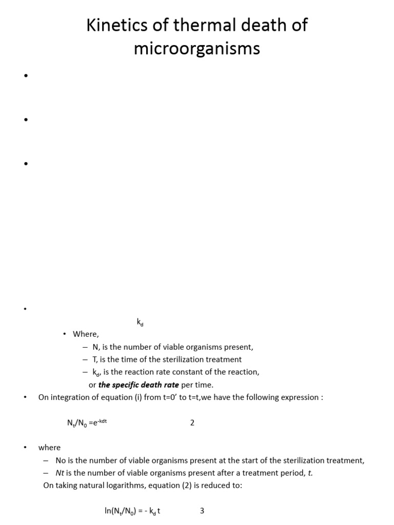 Thermal Death Kinetics | PDF | Chemical Kinetics | Temperature