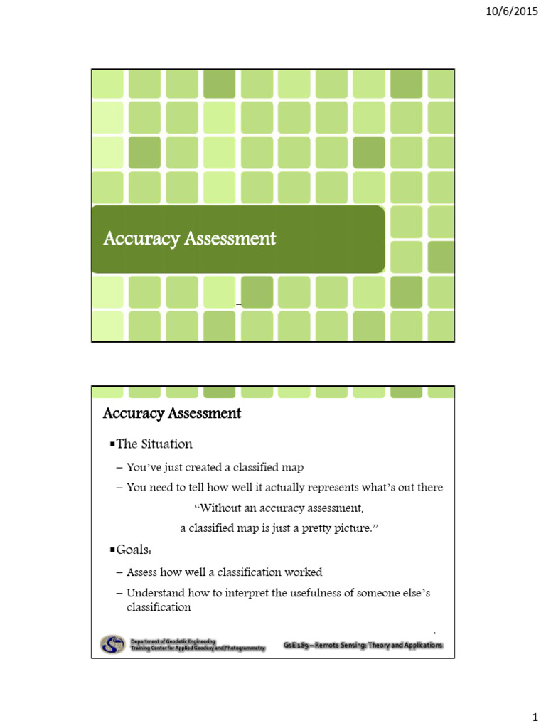 GsE 189 Lecture 11 Accuracy Assessment | PDF | Sampling (Statistics ...