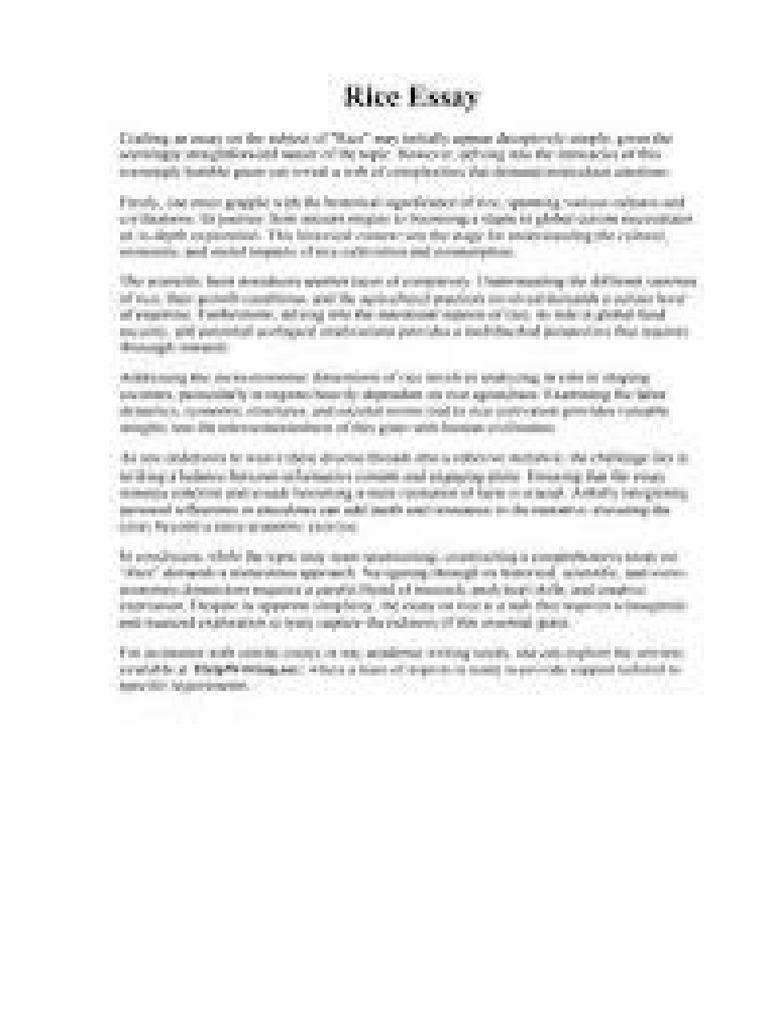Essay On Rice | PDF