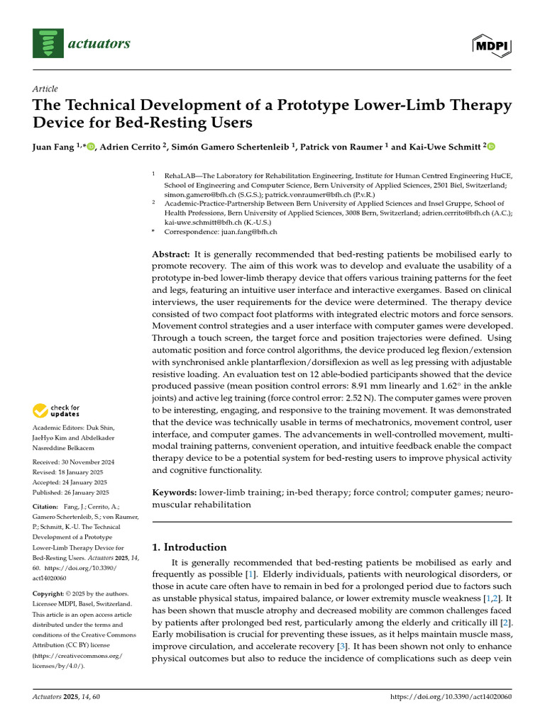 The Technical Development of A Prototype Lower-Limb Therapy Device For ...
