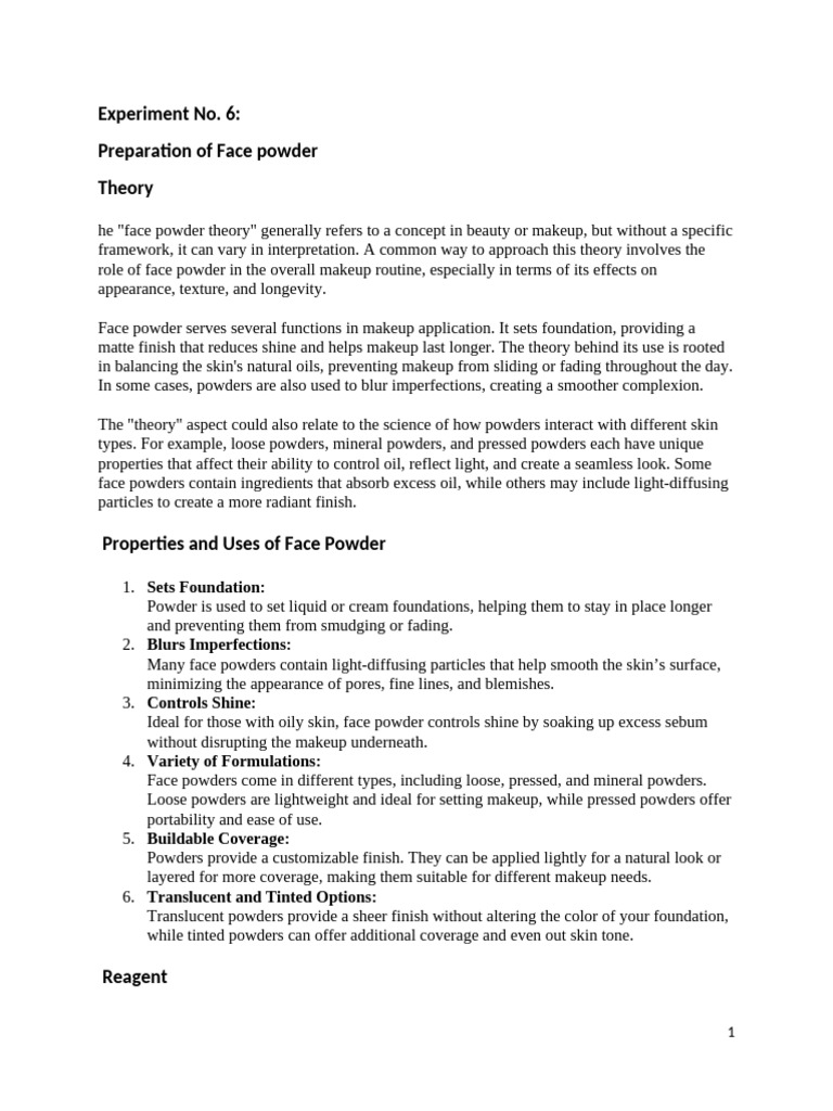 lab 6 (1) | PDF | Cosmetics | Materials