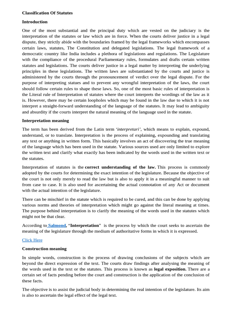 Classification Of Statutes (NOT PRINT) - Copy | PDF | Plain Meaning ...